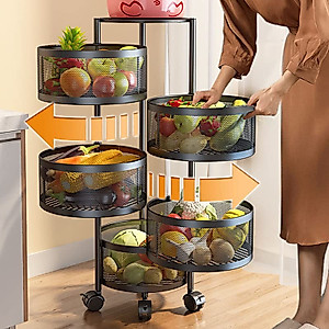 JYDQM Multi-Layer Kitchen Storage Rack Rotating Basket cart Vegetable and Fruit Rack Kitchen Bathroom Storage Rack (Color : E, Size : 90cm*34cm)