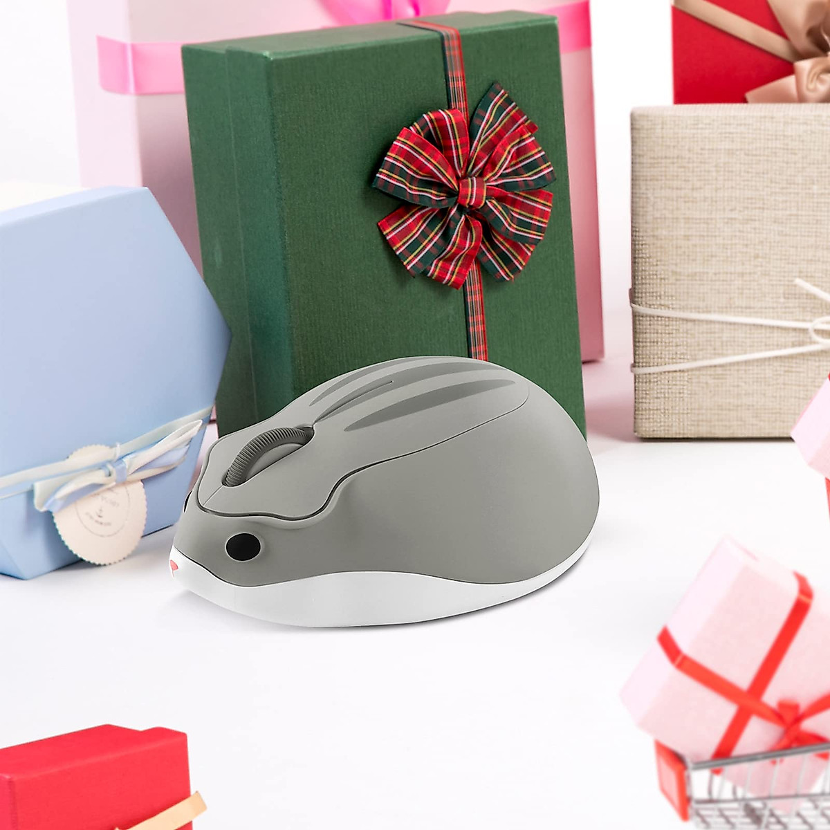 Wireless Mouse Cute Cartoon Animal Hamster Shape Silent Mouse Portable 1200DPI USB Cordless Mice for PC Mac Laptop Computer Gift for Kids Woman Adults