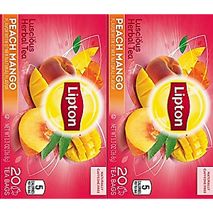 Lipton Tea Herbal Peach Mango 20 Count (Pack of 2)