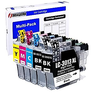 INK4WORK 5 Pack Compatible Replacement for Brother LC3013XL LC-3013 LC3011 XL Ink Cartridge for use with MFC-J491DW MFC-J497DW MFC-J690DW MFC-J895DW (Bkx2,Cx1,Mx1,Yx1)