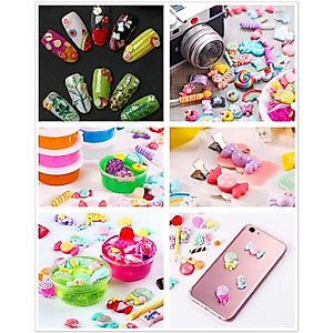 Ximkee Assorted 30Pcs Cute Slime Charms Beads Cookies Donut Macaron Dessert Resin Charms Slices Flatback Buttons for Jewelry Making Handicraft Accessories Scrapbooking Phone Case Decor (binggan)