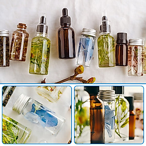 50PCS 10ml Glass Vials with Aluminum Screw Caps and Plastic Stoppers, Clear Glass Sample Vials, Mini Glass Bottles for Home Party Decorations and DIY Craft