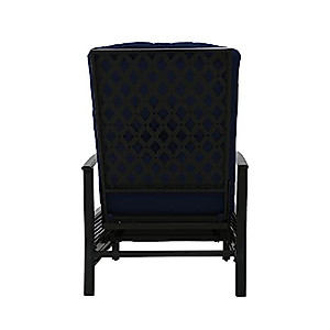 Kozyard Adjustable Patio Reclining Lounge Chair with Strong Extendable Metal Frame and Removable Cushions for Outdoor Reading, Sunbathing or Relaxation (Navy Blue)