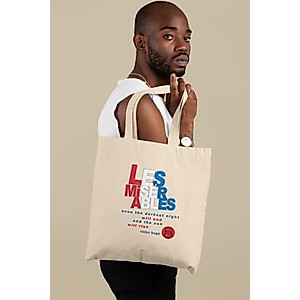 Les Miserables Victor Hugo Book Cover Art Black 15x15 inches Large Canvas Tote Bag Women