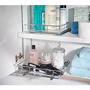 FILTREN Set of 2 Large Pull Out Organizer, Expanding Sliding Cabinet Drawer with Black Liners 30x20x4 in.