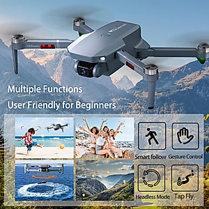Brushless Motor Drone with Dual Camera Real 1080P WiFi RC Quadcopter Remote Control Airplanes Long Range FPV Plane Gift for Adults Kids Beginner, 2 Batteries 34 Mins Flight Time,Speed Adjustment,Waypoints,Gesture Selfie,Auto Hover