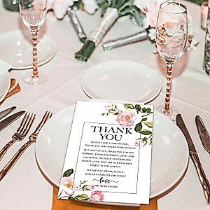 EKSPLODI Floral Thank You Place Setting Cards, Wedding Reception Thank You Cards, Table Centerpieces and Wedding Decorations, Wedding, Bridal, Engagement, Anniversary, 4x6 Inch, Pack of 50