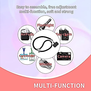 YAFIYGI 2Pack Patch Phone Crossbody Lanyard Universal Cell Phone with Adjustable Nylon Neck Strap,Nylon Wrist Straps, PVC Phone Patch with Metal Ring （White+Black）