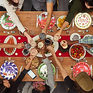 CONEHOY 120 Pcs Christmas Paper Plates Round 9 In Disposable Tableware Sets Santa Snowman Christmas Tree Design Holiday Tableware for Winter Dinner Dessert Birthday Christmas Party Supplies