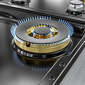 KoolMore KM-HGRT48-SS 48 Inch Natural Gas Range-Top with 8 Sealed Italian, Stainless-Steel Stovetop Knobs, Edge Cast Iron Cooking Grates, Electronic Ignition, 48" (8 Burners), Silver