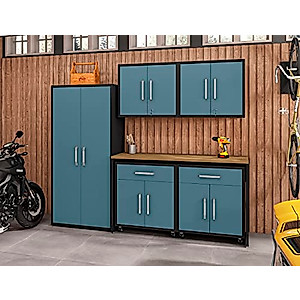 Manhattan Comfort Eiffel Garage Cabinets and Storage System, Set of 6, Blue