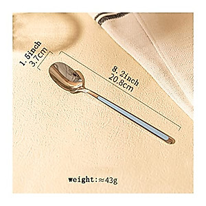 Spoons Soup Spoon Stainless Steel Spoon Household Soup Spoon Long Handle Rice Spoon Durable Delicate Bright Spoon Teaspoon (Color : Bigblue Mug)