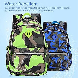 Yvechus School Backpack Casual Daypack Travel Outdoor Camouflage Backpack Christmas Presents for Boys and Girls (Camo Blue)