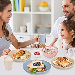 Cainfy Wheat Straw Dinnerware Sets for 4, 12PCS Unbreakable Lightweight Reusable Dinner Plates Camping Bowls Set for Kids, Dishwasher and Microwave Safe