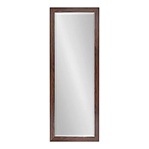 DesignOvation Beatrice Transitional Framed Panel Wall Mirror, 19 x 51, Walnut Brown, Chic Full Length Mirror for Wall