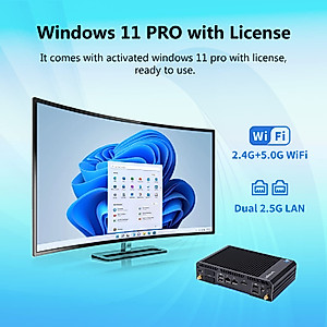 VNOPN Industrial Fanless Mini PC Intel J4125, Dual 2.5G NIC 8G DDR4 128G SSD Mini Desktop Computer, Desktop PC with Windows 11 Pro License,Support Triple Diaplay, DP 4K 60Hz, Dual Band WiFi BT4.2