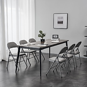 Karl home 6 Pack Grey Folding Chairs with Padded Seats for Outdoor & Indoor, Portable Stackable Commercial Seat with Steel Frame for Events Office Wedding Party, 330lbs Capacity