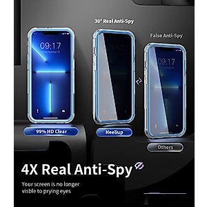 Neeliup Privacy Case for iPhone 13 Pro Max[100% Screen Sensitivity][with Anti Peep Screen Protector][Full Body Protection] Magnetic Case for iPhone 13 Pro Max Sierra Blue