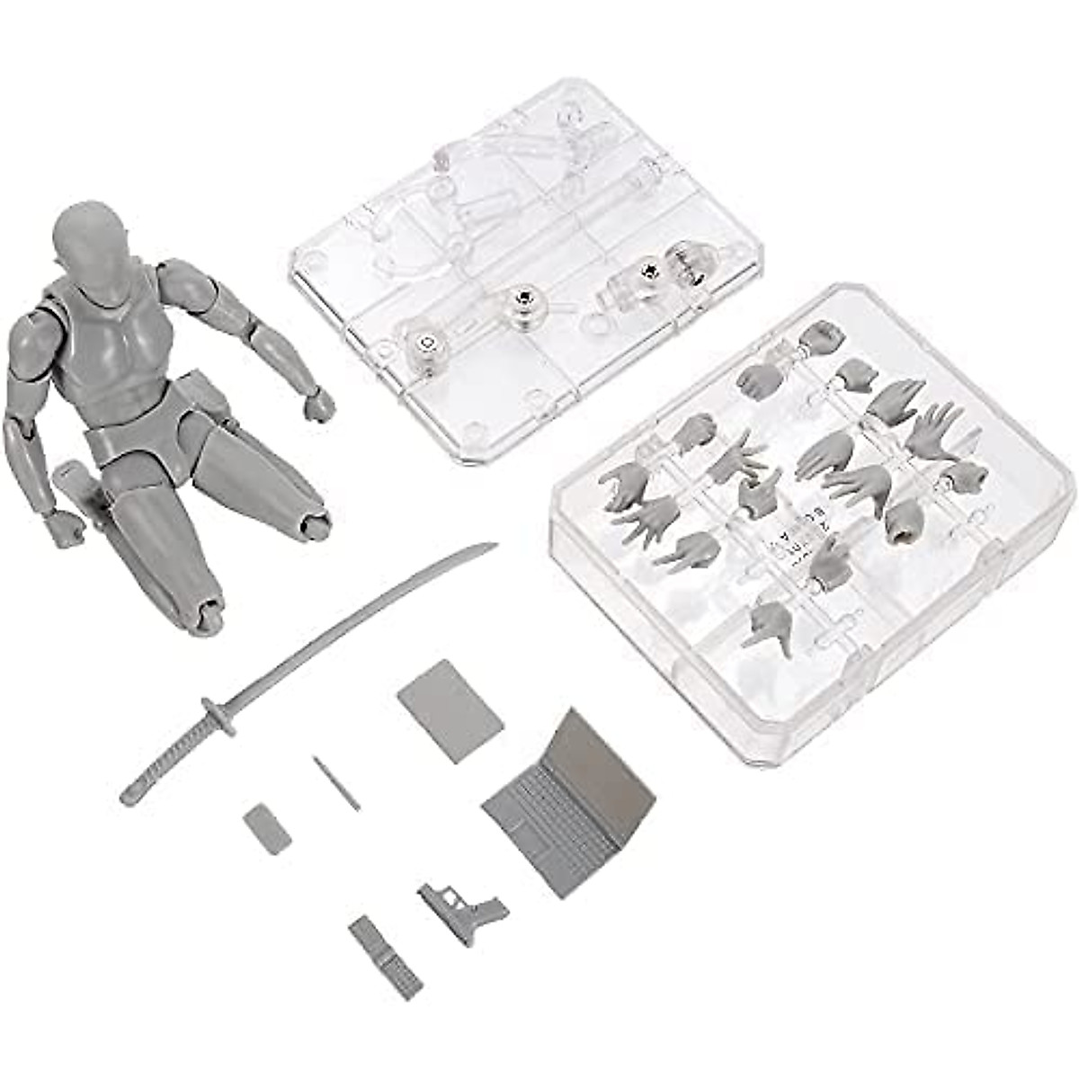 Action Figures Body Kun DX & Body-Chan DX PVC , Drawing SHF Children Kids Collector Toy Gift with Box, Drawing Mannequin, Models for Artists (Grey Male)