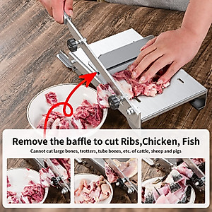 Manual Meat Slicer-Stainless Steel Meat Food Slicer Telescopic Fixed Baffle Food Meat Slicer U-shaped Support Frame Meat Chopper Slicer Suitable for Meat Ribs Vegetables Frozen Meat