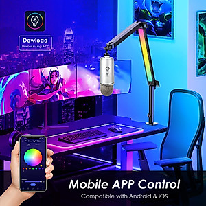 RGB Mic Boom Arm for HyperX Quadcast s, Fifine Microphone, Shure SM7B, MV7, Blue Yeti Mic, HyperX QuadCast Mic and Most Microphones, New Wave Microphone Arm by YOUSHARES