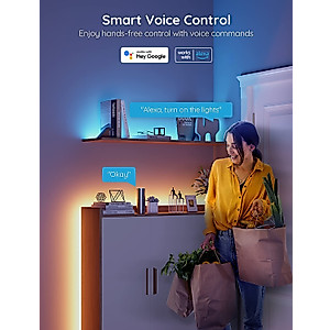 Govee Smart LED Strip Lights, 50ft WiFi RGB LED Lights, Works with Alexa and Google Assistant, DIY Mode and Music Sync Strip Lights for Bedroom, Living Room, Kitchen (No Remote Include)