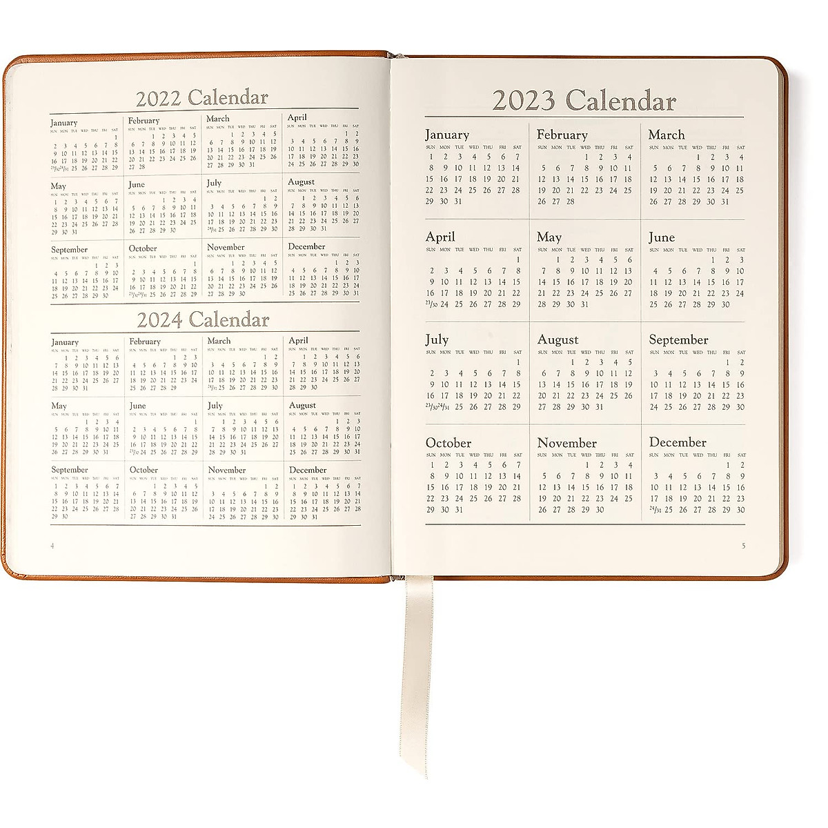 Graphic Image 2023 Leather Planner, Desk Diary Agenda Appointment Book, Luxury Soft Leather Bound in The USA, 7x9", Black