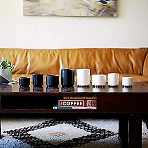 Fellow Monty Milk Art Espresso Cups - Small Double Wall Ceramic Demitasse, Matte White with Copper Base, 3 oz Cup (Set of 2)