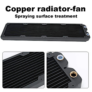 Copper Radiator 480mm, Water Cooling Radiator, 14 Tubes Heat Exchanger CPU Heatsink Cooler Fast Heat Dissipation for PC Computer - Black