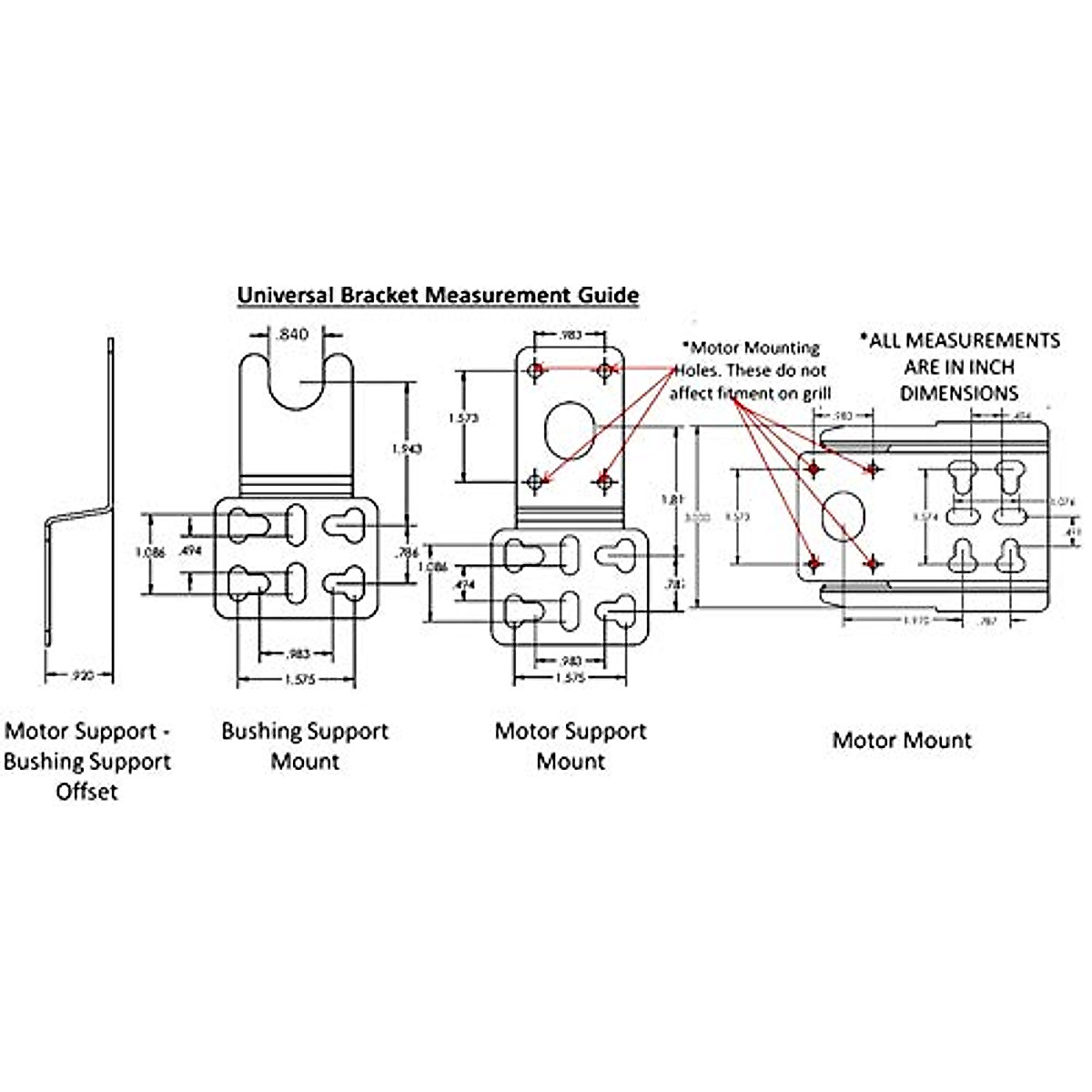 OneGrill Heavy Duty Stainless Steel Universal Grill Rotisserie Kit - 13 Watt 50 lb. Stainless Electric Motor - 45 Inch X 1/2 Inch Hexagon Spit Rod (Grills Up to 39 Inches Wide) NOT for Weber