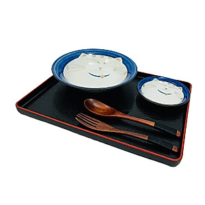 JapanBargain 2564x4, Set of 4 Japanese Porcelain Dipping Sauce Bowl Smiling Kitty Cat Bowl for Appetizer Snack Made in Japan, 4-1/4 inches, Blue (4, Blue)