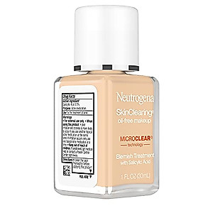 Neutrogena SkinClearing Oil-Free Acne and Blemish Fighting Liquid Foundation with.5% Salicylic Acid Acne Medicine, Shine Controlling Makeup for Acne Prone Skin, 85 Honey, 1 fl. oz