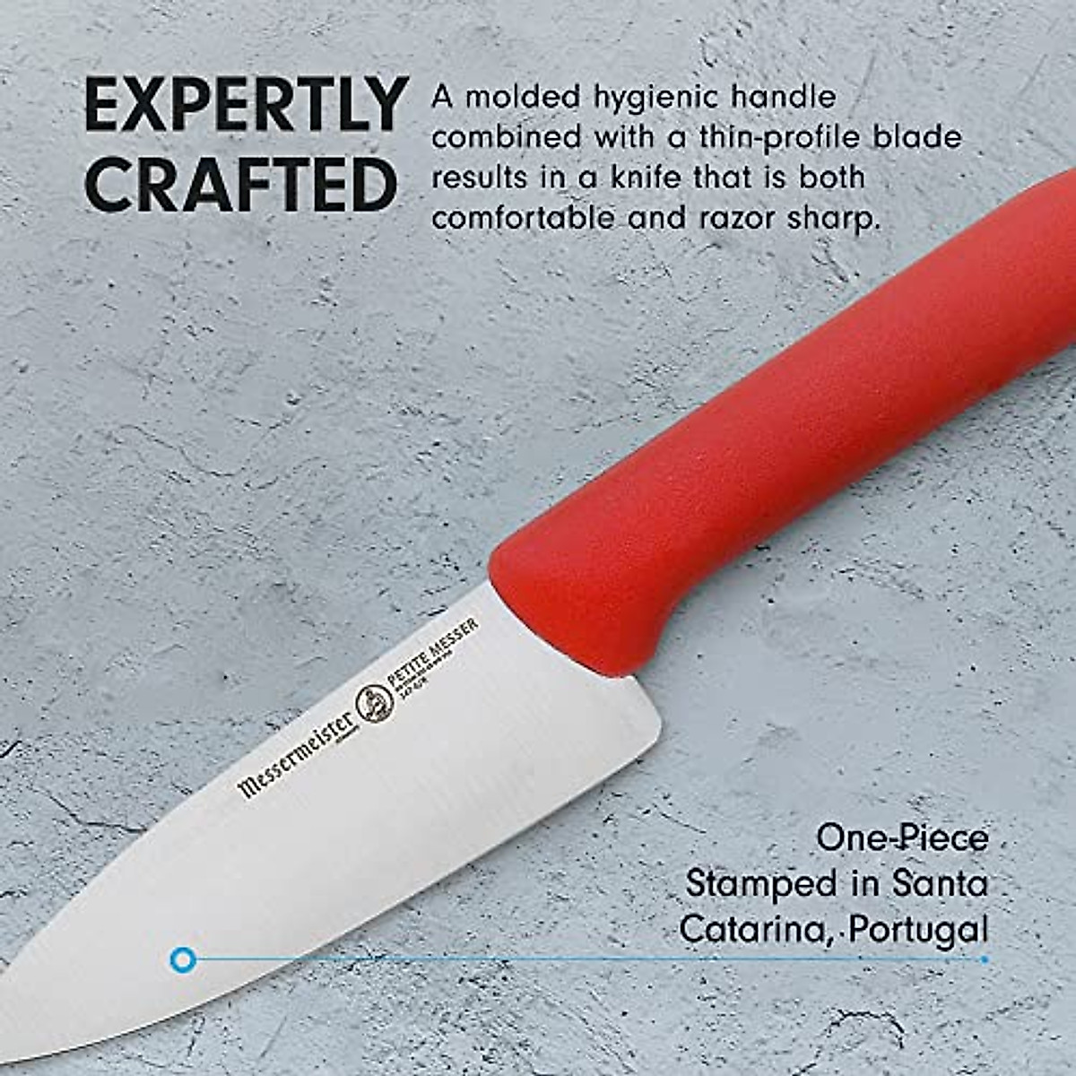Messermeister Petite Messer 5” Chef’s Knife, Red - German 1.4116 Stainless Steel & Ergonomic Handle - Lightweight, Rust Resistant & Easy to Maintain