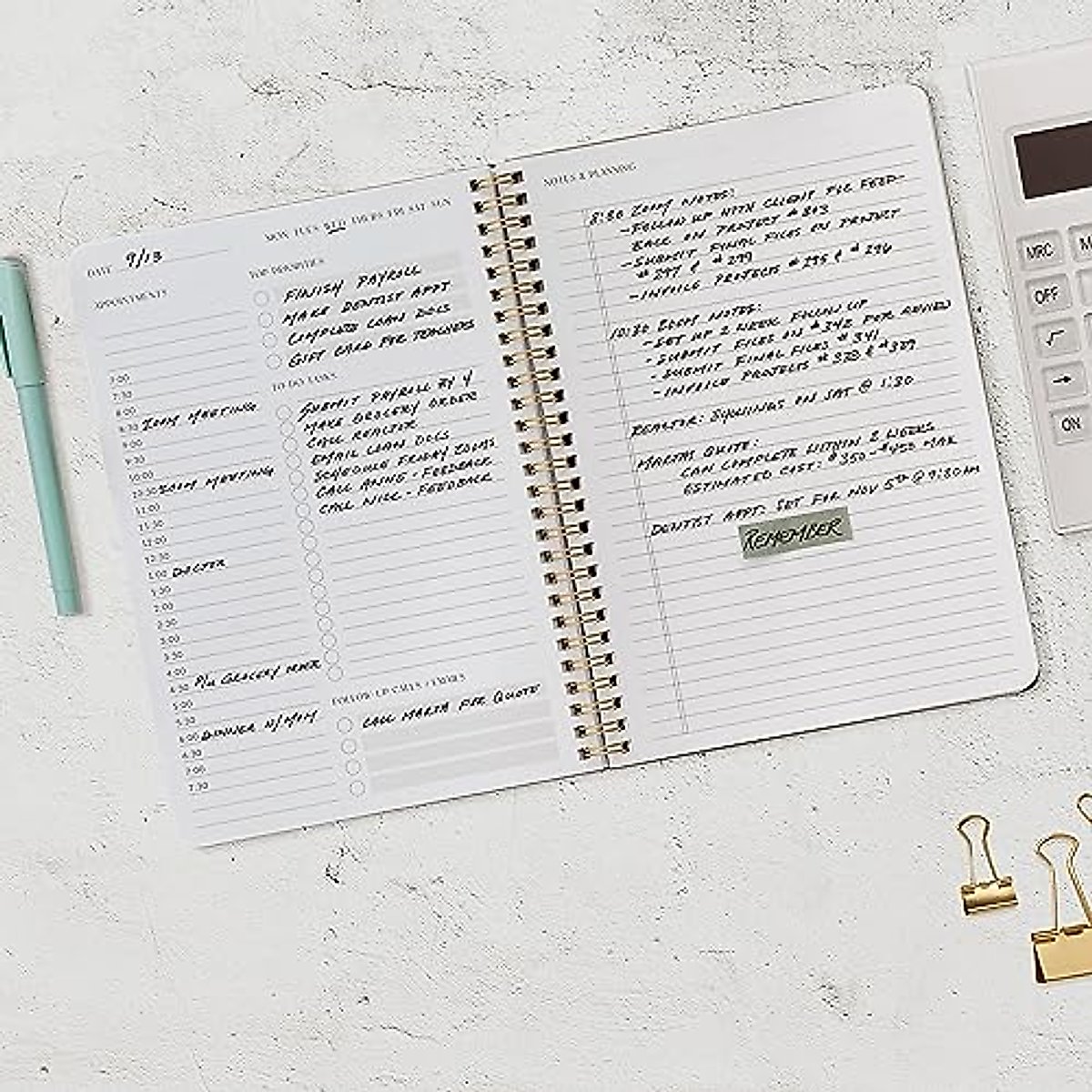 Simplified Daily Planner And Notebook With Hourly Schedule - Aesthetic Spiral To do List Notepad to Easily Organize Your Tasks And Appointments - Stylish Book And School Or Office Supplies For Women