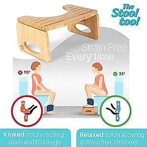 The Stool Tool Poop Stool for Bathroom Adults – 7 Inc Bamboo Toilet Stool Promotes Pelvic Floor Relaxation - Folding Toilet Stool, Waterproof and Non Slip - Toilet Step Stool for Natural Squatting