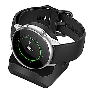 Silicone Stand for Samsung Galaxy Watch 4/Galaxy Watch 4 Classic/Galaxy Watch 3/Galaxy Active 2/Galaxy Watch Active, Non-Slip Charger Bracket Accessories Holder with Cable Management Slot- Black