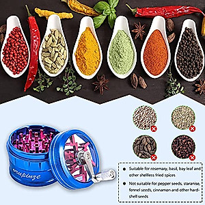 VRUPINZE Grinder with Handle - 2.5 inch Hand Cranked large grinder, Blue