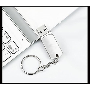 304 Stainless Steel USB 3.0 Flash Drive with Metal Lanyard/Key Chain,20Mb/S High Speed Data Transmission,32GB 64GB 128GB (64GB,Silver)