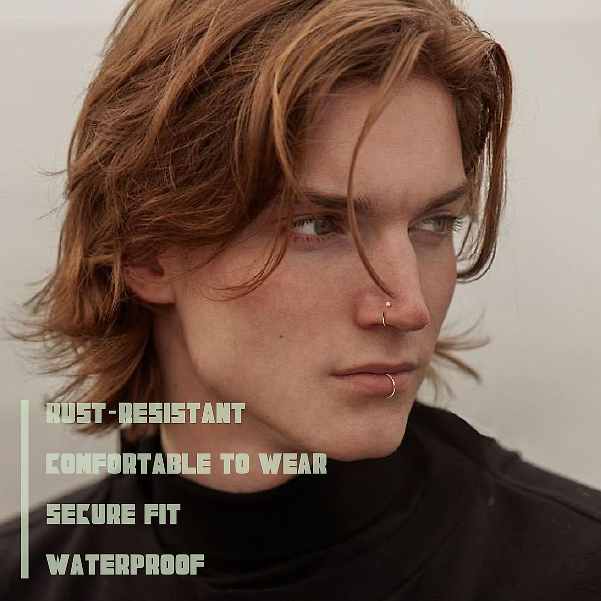 MILACOLATO 18pcs 22G 316L Surgical Steel C-shape Nose Hoop for Men Women Flat Disc Thin Nose Ring Cartilage Tragus Ear Piercing Set Colorful