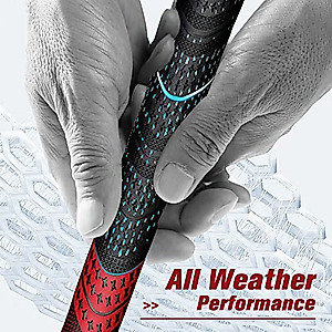 Geoleap Golf Grips Set of 13- Cord Rubber Compound Material, Hybrid Golf Club Grips, All Weather Performance.(Blue, Standard)