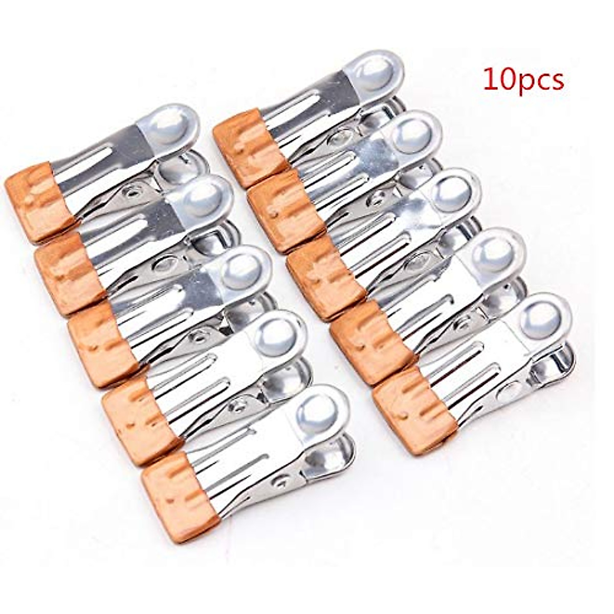 ZYAMY 10pcs Multi Function Windproof Clothes Clip Stainless Steel Small Heavy Metal Spring Clamps Gold Color 23x56mm for Drying Clothes