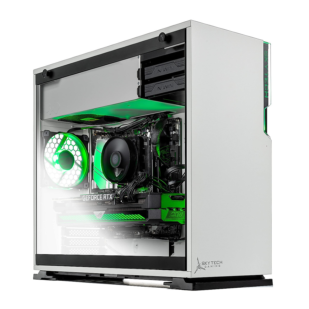 Skytech Shiva Gaming PC Desktop - AMD Ryzen 5 5600X 3.7GHz, RTX 3080 10GB GDDR6X, 16GB DDR4 3200, 1TB NVMe SSD, 750W Gold PSU, AC WiFi, Windows 11 Home 64-bit