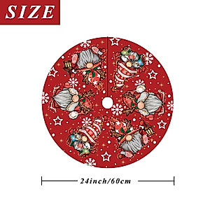 Christmas Tree Skirt Red Tree Skirt Glitter Gnomes Snowflake Xmas Winter Tree Skirt 24 Inch for Red Christmas Indoor Outdoor Decorations