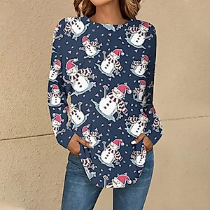 JJHAEVDY Christmas Fashion Sweatshirts for Women Fashion Pullover Classic Fall Sweatshirts Color Blocking Tunic Fall Clothes for Women 2023 Shirts（4-White，Large）