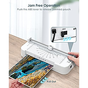 Laminator 7 in 1 Thermal Laminator 9-Inch Laminator Machine Laminating Machine with Laminating Pouches 20 Personal Laminator Desktop Lamination Corner Rounder for Office School Business (White)