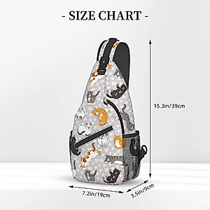 VOOHDDY Cute Cat Kitten Sling Bag For Women Men Fun Animal Travel Hiking Backpack Crossbody Shoulder Chest Bags Casual Daypack Sport