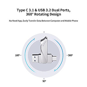 SSK 128GB USB C Flash Drive Dual Drive 2 in 1 OTG USB A 3.2 + Type C Memory Stick Thumb Drive, Thunderbolt Pendrive up to 200MB/s Transfer Speed Photo Stick for Android Phones/Tablets/Mac/Laptop