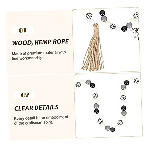 Artibetter 4pcs String Rope Wooden Beads Home Tassels Decor Rustic Garland Hanging Farmhouse Beads Delicate Wooden Beads Wooden Beads Garlands Decor for Home Country Style Spring Beads