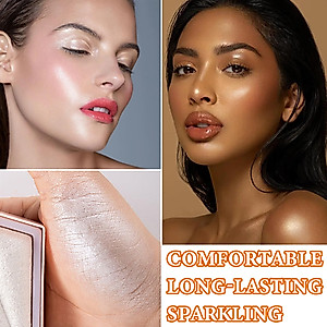 Glitter Blush Shimmer Highlighter Blusher Powder Makeup Face Highlighter Palette,Natural Lasting Shiny Contouring Palette Highlighter Concealer Face Contour Powder Makeup(#01 Pearl White）