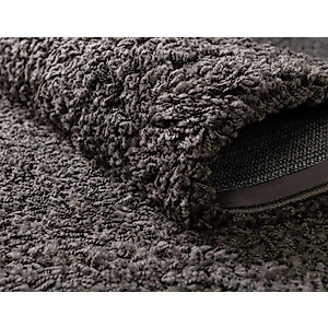 Unique Loom Solid Shag Collection Area Rug (10' x 13' 11" Rectangle, Graphite Gray)